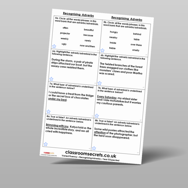 Year 5 Recognising Adverbs Varied Fluency Resource | Classroom Secrets