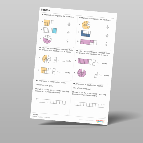 Year 3 Tenths Varied Fluency 2 Resource | Classroom Secrets