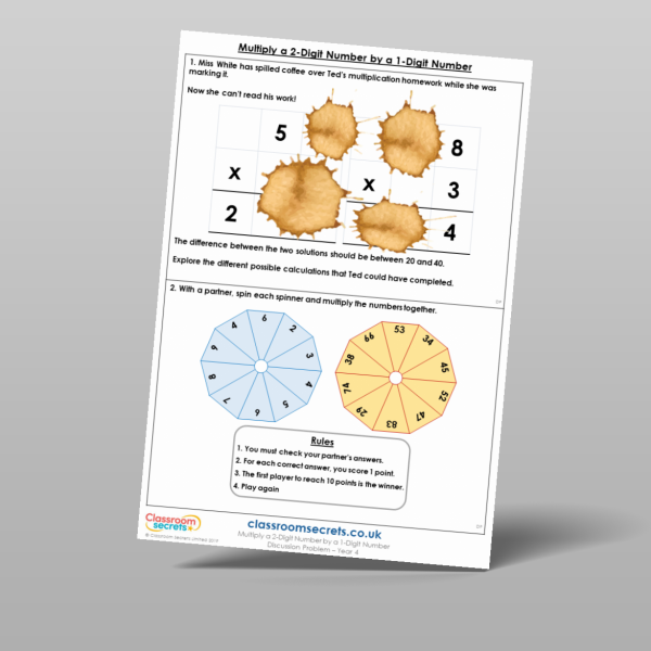 Year 4 Multiply A 2 Digit Number By A 1 Digit Number Discussion Problem ...