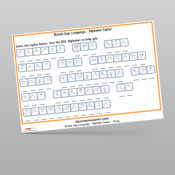 KS1 And Ks2 British Sign Language Alphabet Cipher Activity Resource ...