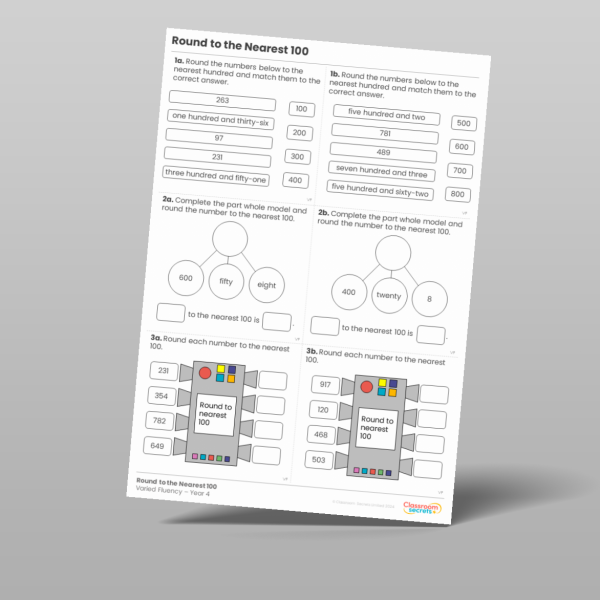 Year 4 Round To The Nearest 100 Varied Fluency 2 Resource | Classroom ...