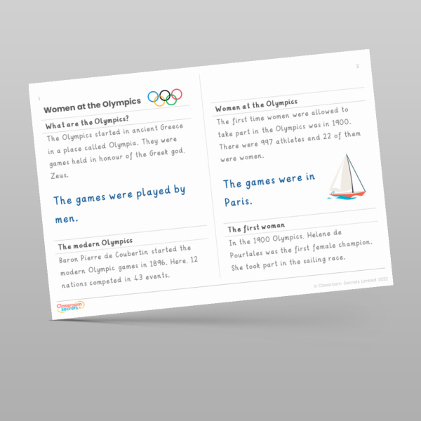 Year 1 Reading Skills Women At The Olympics Resource | Classroom Secrets