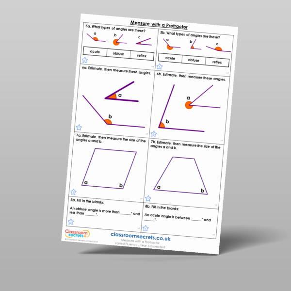 Year 6 Measure With A Protractor Varied Fluency Resource | Classroom ...