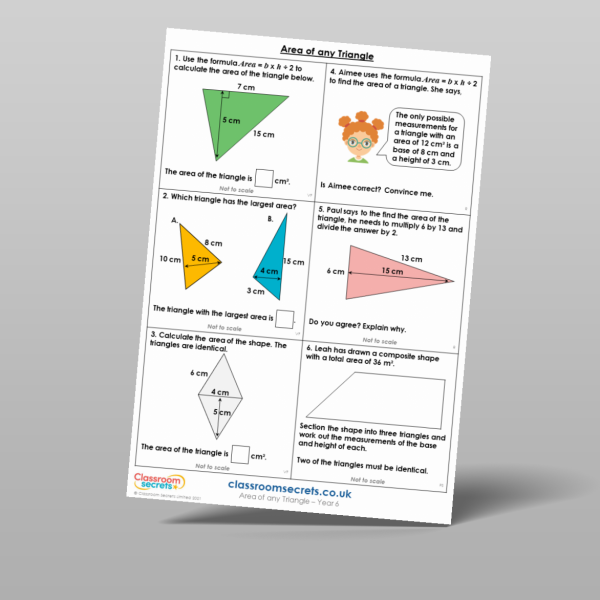 Year 6 Area Of Any Triangle Mixed Activity Resource | Classroom Secrets