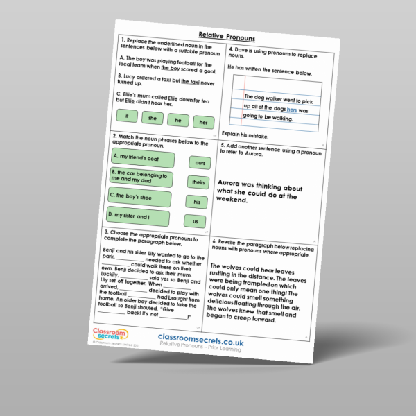 Year 5 Relative Pronouns Prior Learning Resource | Classroom Secrets