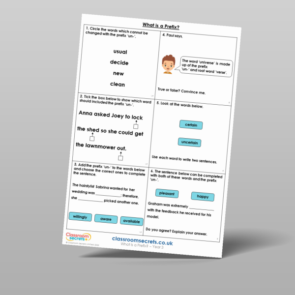 Year 3 What Is A Prefix Mixed Activity Resource | Classroom Secrets