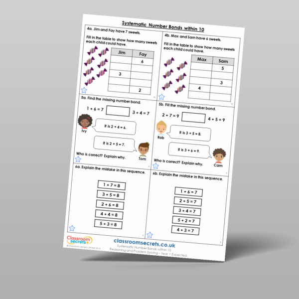 Year 1 Systematic Number Bonds Within 10 Reasoning And Problem Solving ...