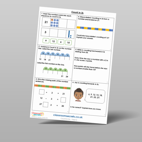 Year 2 Count In 3s Mixed Activity Resource | Classroom Secrets