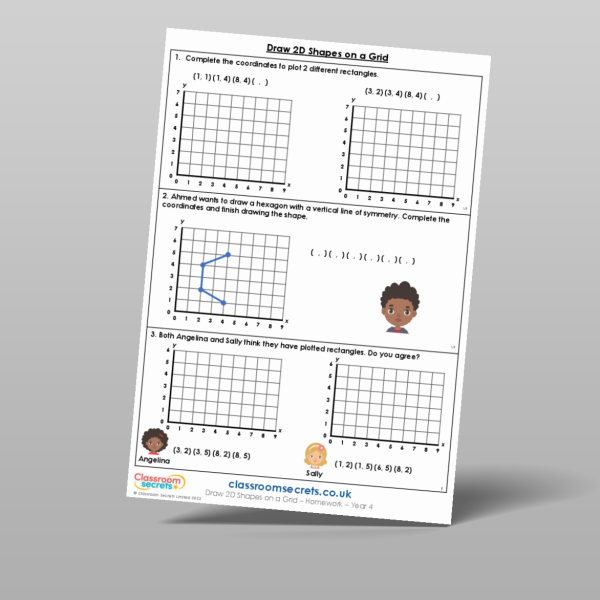 Year 4 Draw 2d Shapes On A Grid Homework Resource | Classroom Secrets