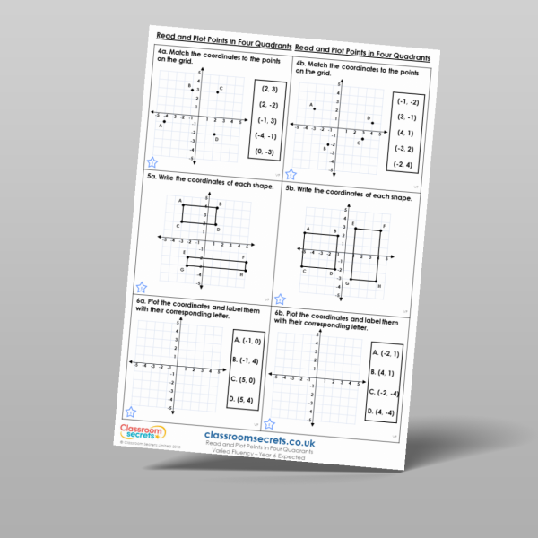 Year 6 Read And Plot Points In Four Quadrants Varied Fluency Resource ...