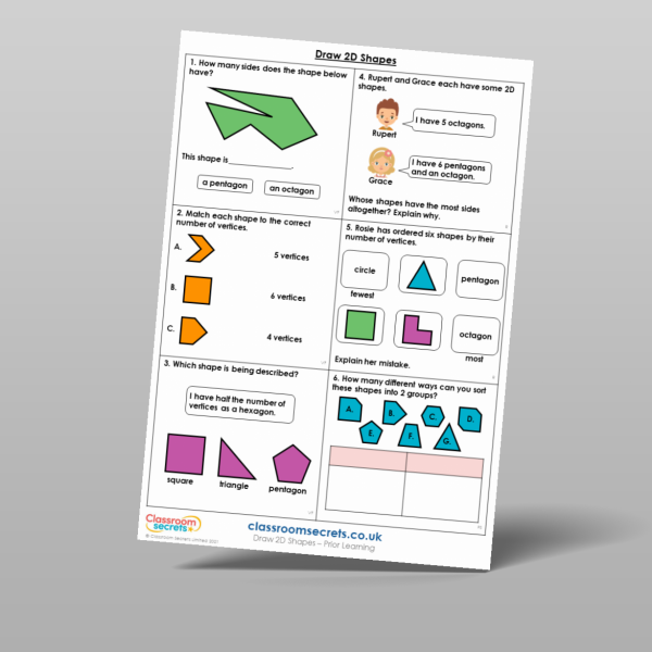 Year 2 Draw 2d Shapes Prior Learning Resource | Classroom Secrets