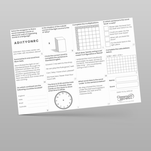 Year 6 Early Morning Work Summer Week 10 Resource | Classroom Secrets