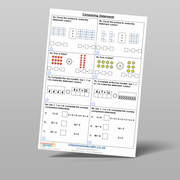 Year 3 Comparing Statements Varied Fluency Resource | Classroom Secrets