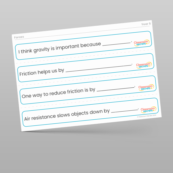 Year 5 Forces Stem Sentences Resource | Classroom Secrets