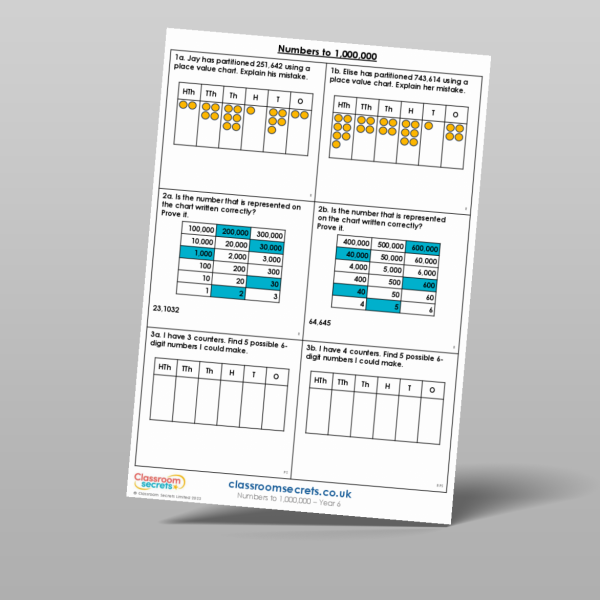 Year 6 Numbers To 1 000 000 Reasoning And Problem Solving Resource ...
