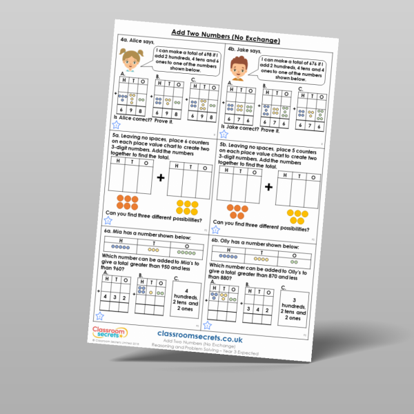 Year 3 Add Two Numbers No Exchange Reasoning And Problem Solving Resource | Classroom Secrets