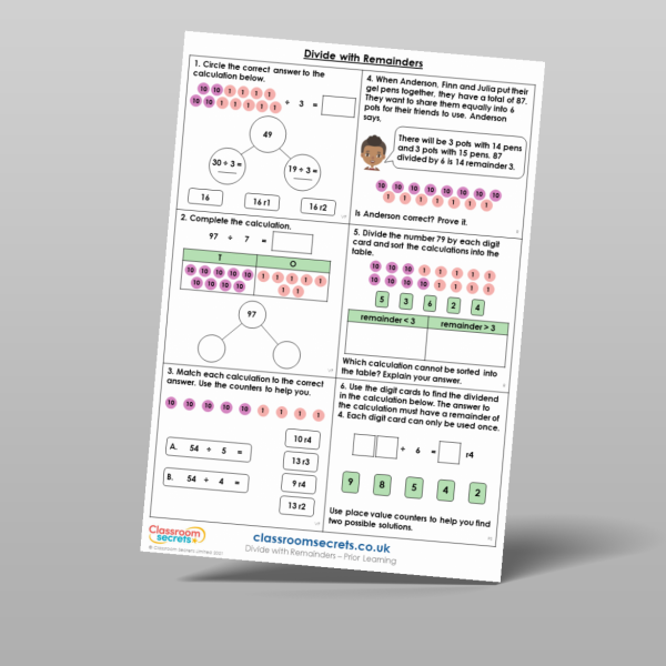 Year 5 Divide With Remainders Prior Learning Resource | Classroom Secrets