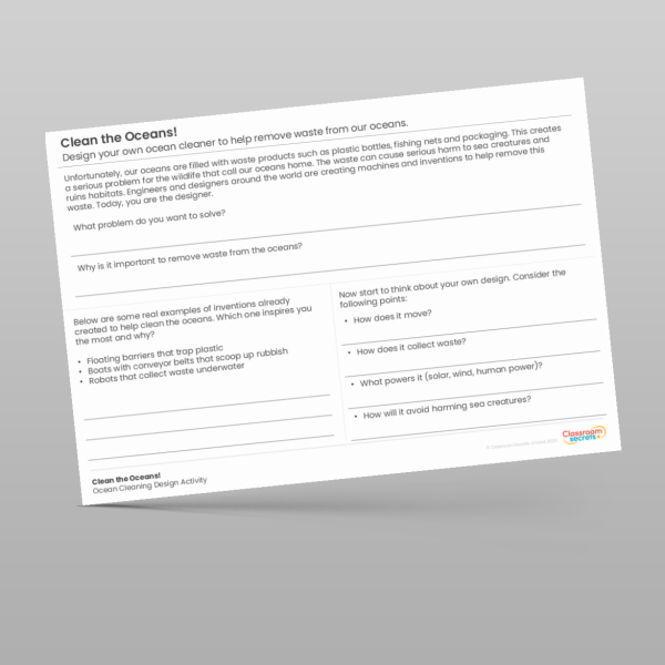 Clean The Oceans Design Activity Resource | Classroom Secrets