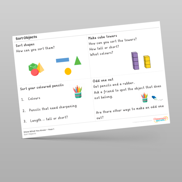 Year 1 Sort Objects Show What You Know Resource | Classroom Secrets