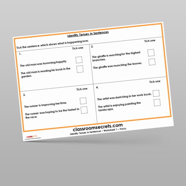 KS1 Identify Tenses In Sentences Test Practice Resource | Classroom Secrets