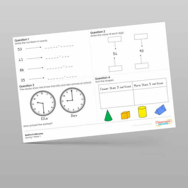 Year 2 Spring 1 Week 1 Maths In Minutes Resource | Classroom Secrets