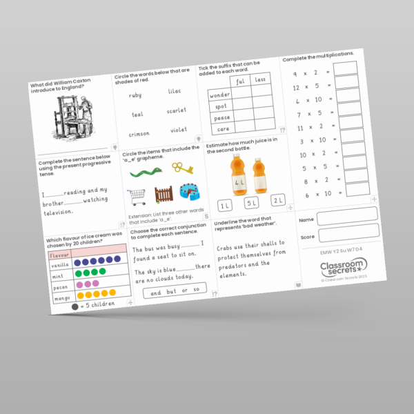 Year 2 Early Morning Work Summer Week 7 Resource | Classroom Secrets