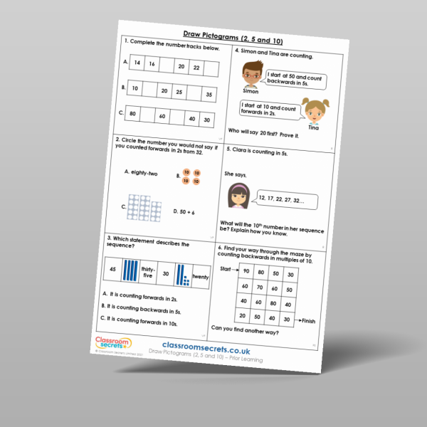 Year 2 Draw Pictograms 2 5 And 10 Prior Learning Resource | Classroom ...