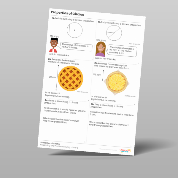 Year 6 Properties Of Circles Reasoning And Problem Solving Resource | Classroom Secrets