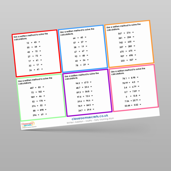 KS1 And Ks2 Written Addition Early Morning Work Resource | Classroom ...