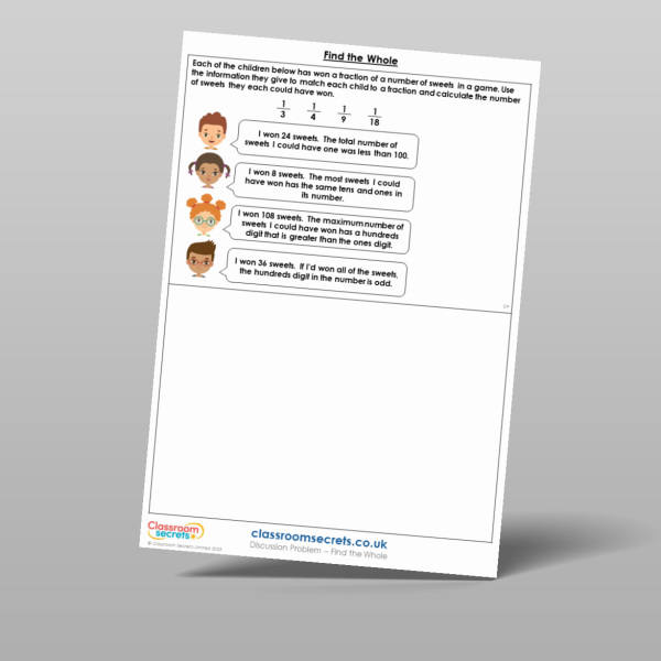 Year 5 Find The Whole Discussion Problem Resource Classroom Secrets