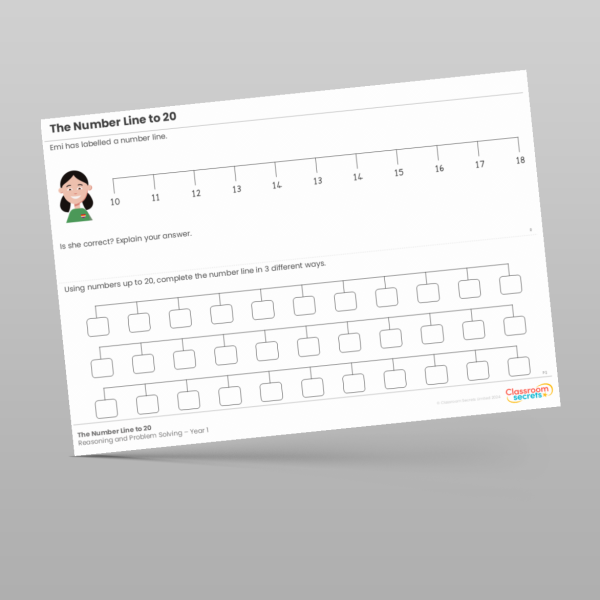 Year 1 The Number Line To 20 Reasoning And Problem Solving Resource ...
