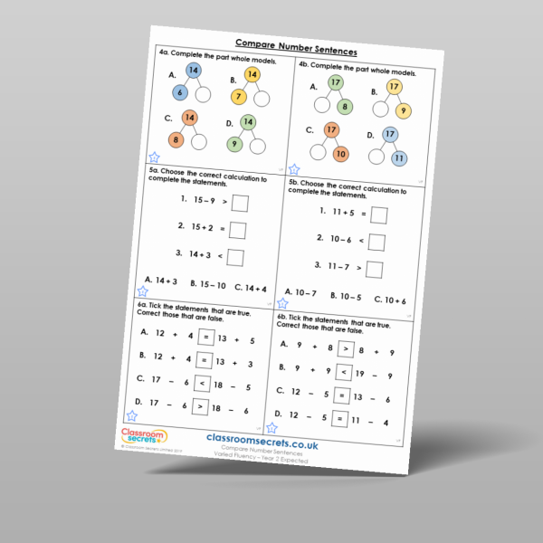 Year 2 Compare Number Sentences Varied Fluency Resource | Classroom Secrets