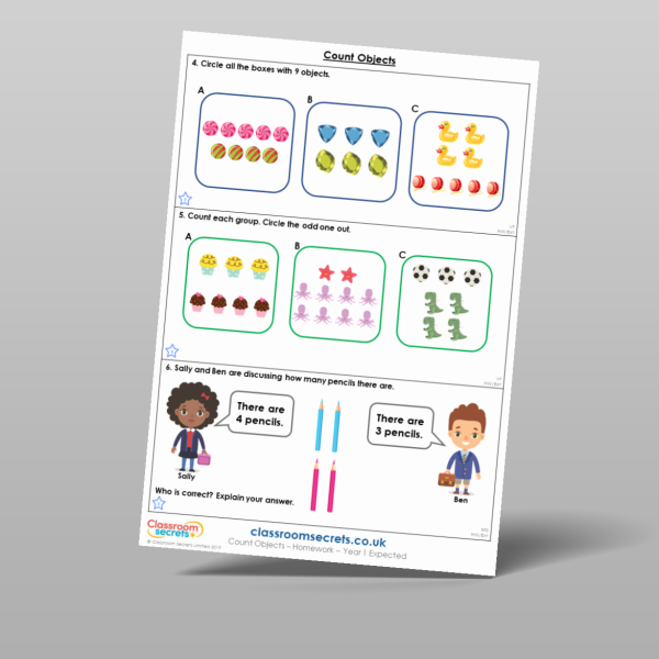 Year 1 Count Objects Homework Resource | Classroom Secrets