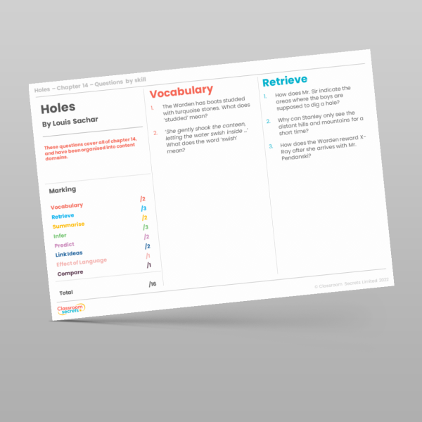 UKS2 Reading Skills Holes Chapter 14 Resource | Classroom Secrets
