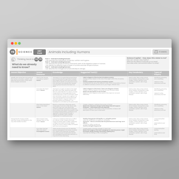 Year 6 Classroom Secrets Science Scheme Animals Including Humans ...