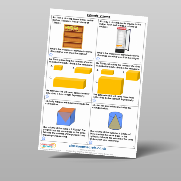 Year 5 Estimate Volume Reasoning And Problem Solving Resource ...