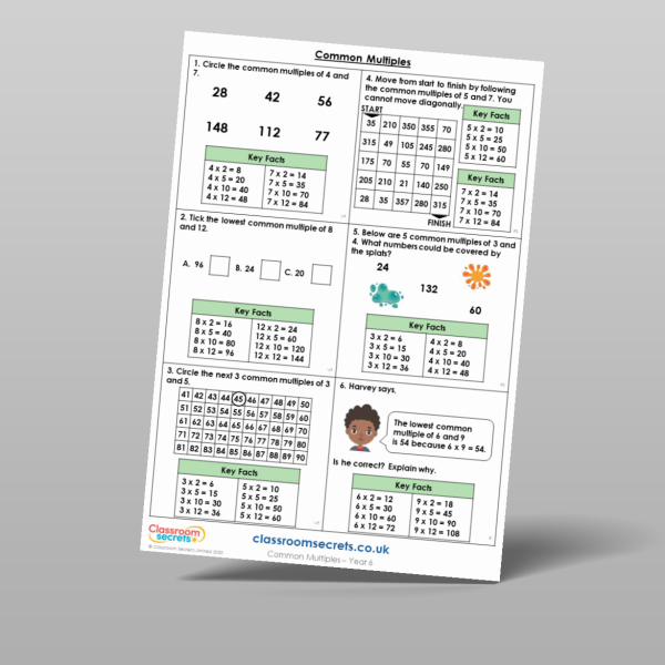 Year 6 Common Multiples Mixed Activity Resource | Classroom Secrets