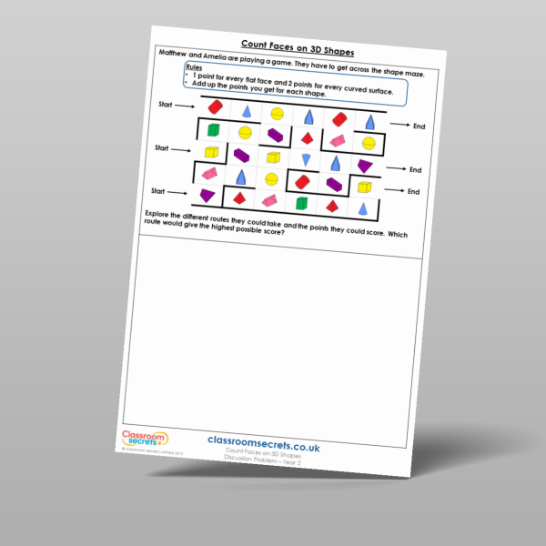 Year 2 Count Faces On 3d Shapes Discussion Problem Resource | Classroom ...