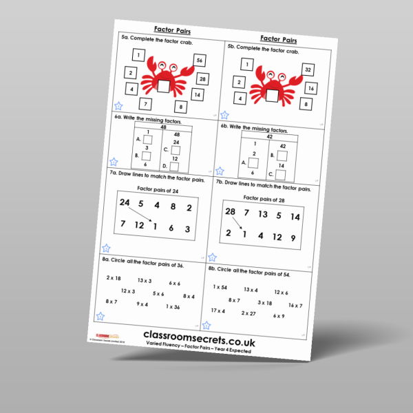 Year 4 Factor Pairs Varied Fluency Resource | Classroom Secrets
