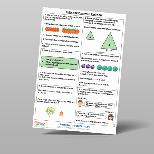 Year 6 Ratio And Proportion Problems Mixed Activity Resource ...