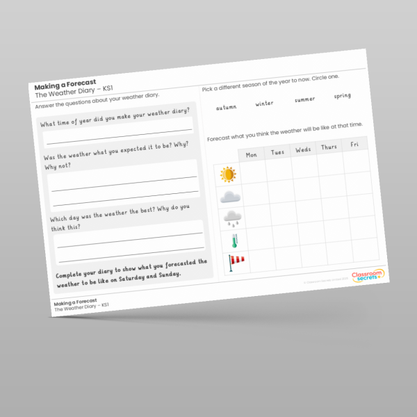 Ks1 Making A Forecast Geography Fieldwork Worksheet Resource ...