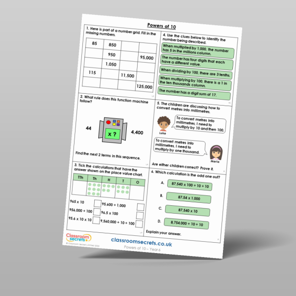 Year 6 Powers Of 10 Mixed Activity Resource | Classroom Secrets