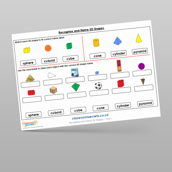 Year 1 Recognise And Name 3d Shapes Main Activity Resource | Classroom ...