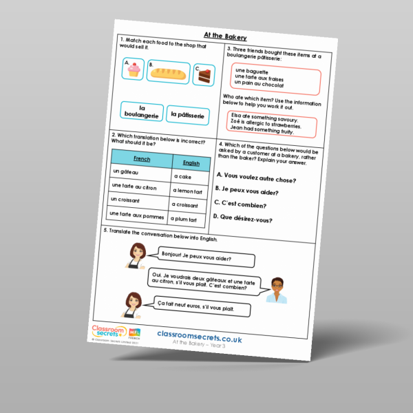 Year 3 At The Bakery Main Activity Resource | Classroom Secrets