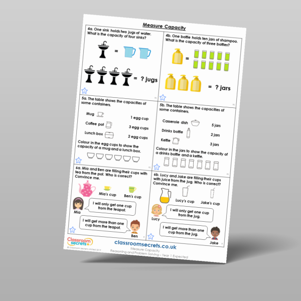 Year 1 Measure Capacity Reasoning And Problem Solving Resource Classroom Secrets