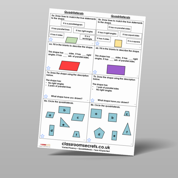 Year 4 Quadrilaterals Varied Fluency Resource | Classroom Secrets