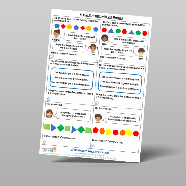 Year 2 Make Patterns With 2d Shapes Reasoning And Problem Solving ...
