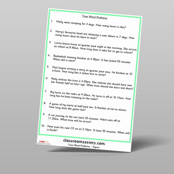 KS2 Time Word Problems Resource | Classroom Secrets