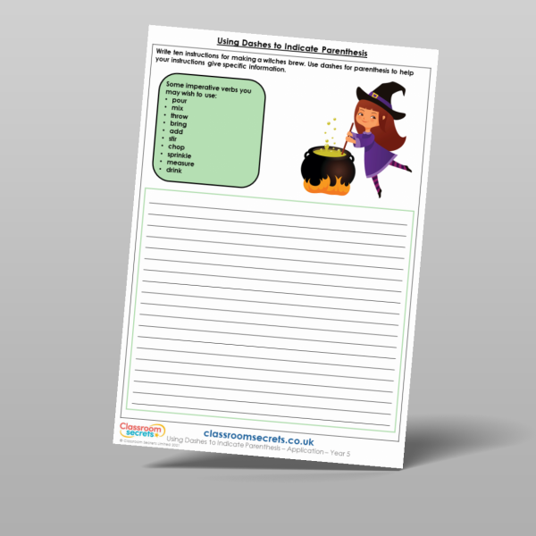 Year 5 Using Dashes To Indicate Parenthesis Application Resource ...