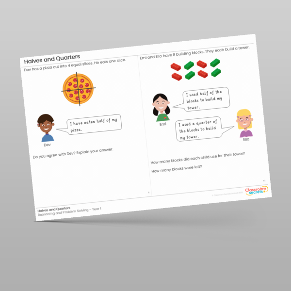 Year 1 Halves And Quarters Reasoning And Problem Solving Resource ...